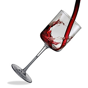 LEMONSODA Luxury Wine Glasses - Elegant Crystal Straight Edge Design - Enjoy Red or White Wine + Cocktails - 450ml (15oz) Lead-Free - Beautiful Gift (Set of 4)