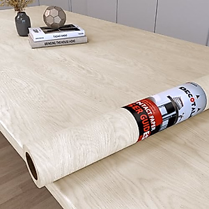 Decotalk 200"x17.7" Contact Paper Wood Grain Contact Paper, Wood Peel and Stick Wallpaper White, Contact Paper for Cabinets and Drawers, Wood Contact Paper for Countertops Waterproof, Wood Wall Paper