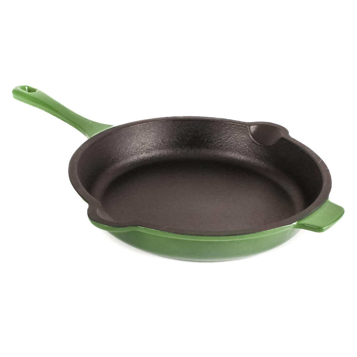 Berghoff 2Pc Neo Enameled Cast Iron Cookware Set, Fry Pan 10 Inches, Steak Press, Oven Safe Up To 400°F, Green