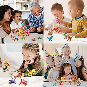 14-Piece 3-Inch Wooden Dinosaur Stacking Toys for Kids 3-7, STEM Educational Party Favors