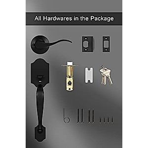 goldenwarm Black Front Door Handle, Entry Door Handle and Reversible Handle Lever, Single Cylinder Front Door Handle Only, Matte Black Front Door Entry Handleset, Entry Way Door Handle