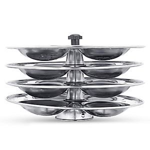 Vinod Professional Idli Stand – 4 Tier Stand – Makes up to 16 Idlis – Easy Cleaning – Stainless Steel Body - Suitable For Indian Cooking – Food Grade Idli Plates For Cooker, Electric Pot, Insta Pot