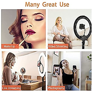 Ring Light - 18 inch 52 W Dimmable LED Ring Light Kit with Stand Adjustable 3200-5500 K Color Temperature Lighting for Vlog, Makeup, YouTube, Photo,Camera,Video - Control with Remote