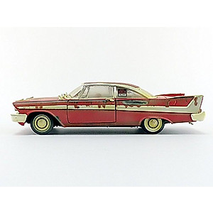 Auto World - Christine 1958 Plymouth Fury in Red - Dirty Version - 1/18 Scale Die Cast Collectible Model Muscle Car for Kids and Adults