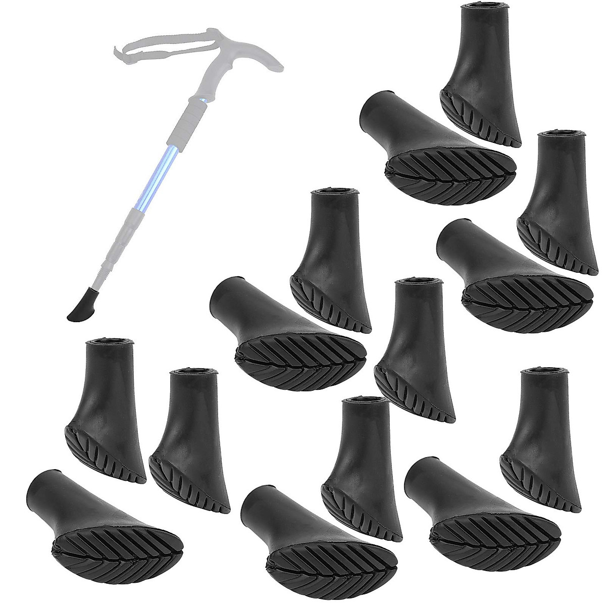 RiToEasysports 15Pcs Trekking Pole Tip Universal Nonslip 11mm Inner Diameter Walking Stick Feet Cover Alpenstocks Accessory