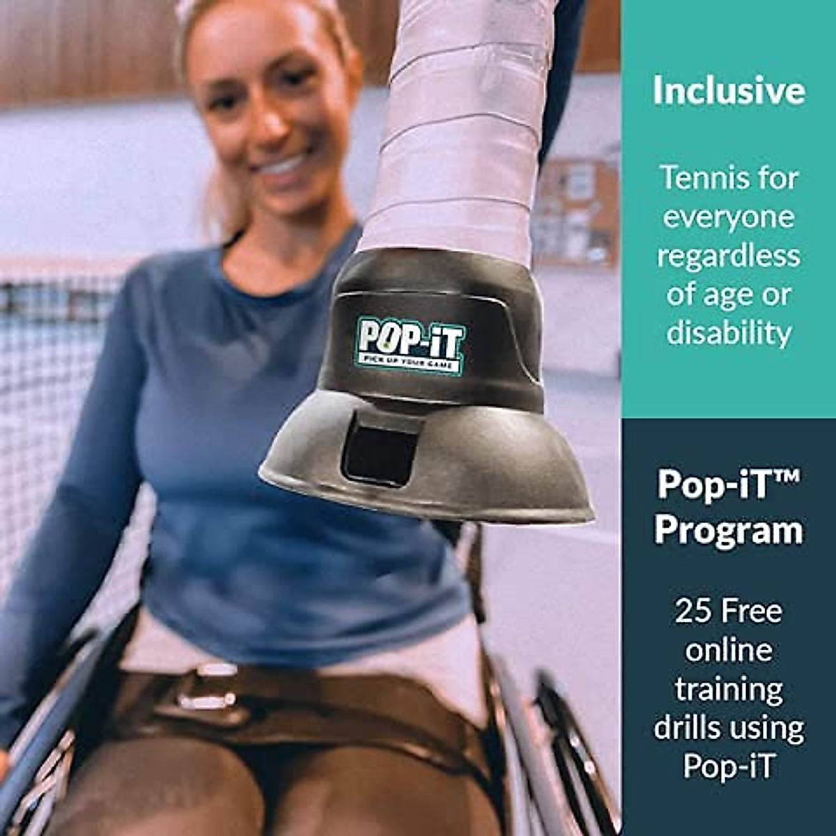 POP-iT Easy Tennis Ball Pick Up Accessory Tennis Equipment Gifts for Men and Women Fits on Adult Racquet Overgrip