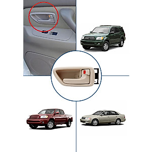 Interior Door Handles Set W/ Bezel (4Pcs), Compatible with 2000-2007 Toyota Avalon Sequoia Tundra（Crew Cabs), Beige, Front & Rear Inside Left Driver & Right Passenger | 69206-0C030-E1,69205-0C030-E1