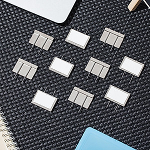 Amylove 20 Pcs Silver Cubicle Pins Partition Long Push Pins Fabric Clips Cubicle Name Plate Holders for Office Furniture Corkboard Fabric Mounting