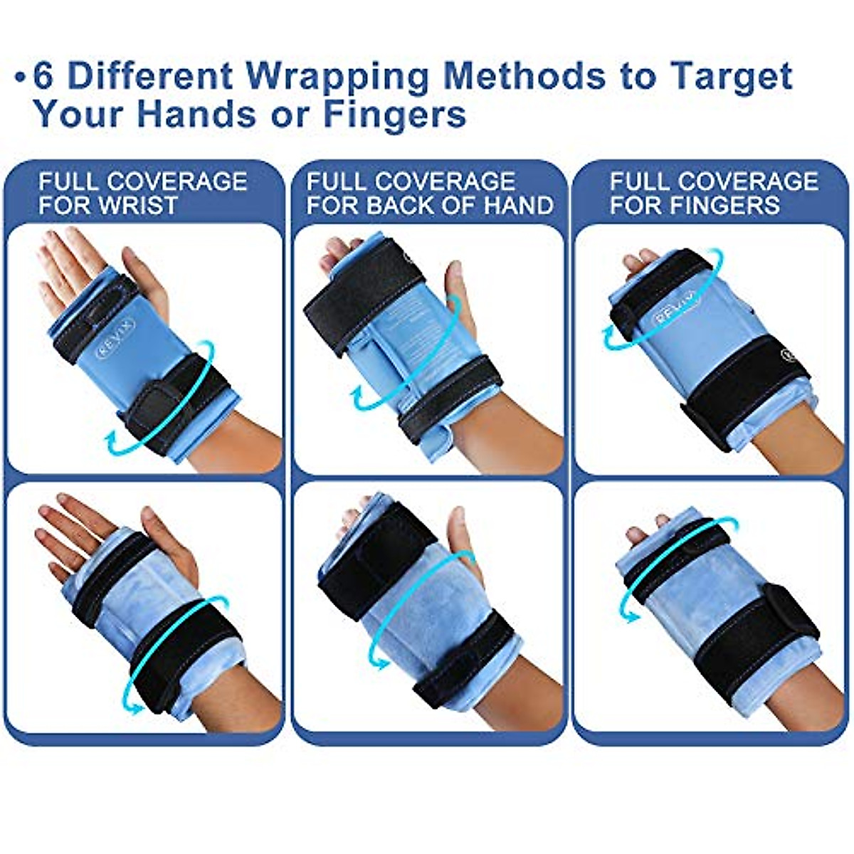 REVIX Wrist Ice Pack Wraps for Carpal Discomfort Soothing (2-Piece Set) Reusable Gel Hand Ice Packs, Cold Pack with Cold Compress, Promote Flexibility and Reduce Fatigue