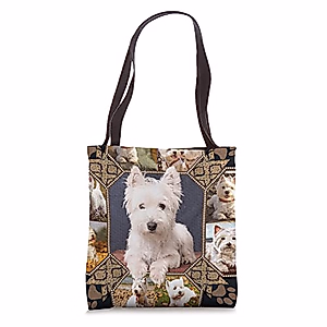 West Highland White Terrier Dog Westie Floral Tote Bag