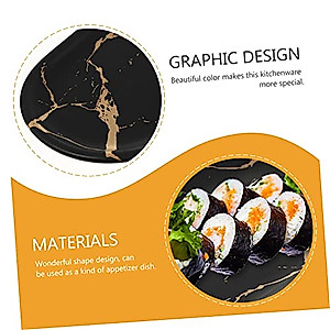 Cabilock 1pc Ceramic Dish Black Marble Tray Serving Platters Beverage Serving Tray Dessert Platter Ceramic Serving Plate Trays Serving Dishes Fruit Serving Dish Snack Storage Box Household