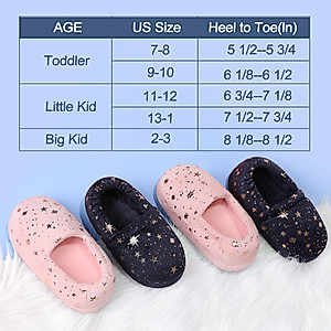 Bigwow Kids Slippers for Girls Boys Toddler Elastic Heel Girls House Shoes Cozy Memory Foam Slippers Boys Indoor Outdoor Navy Blue Size 13-1