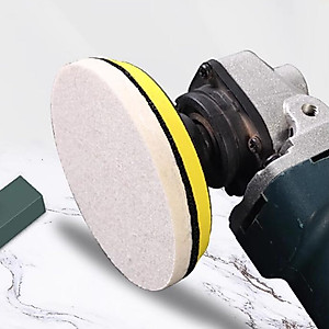 JUNLIXN 6" Wool Polishing Pads, 5pcs Wool Felt Polishing Pad Buffing Wheels Flocking Hook & Loop Back for Random Orbital Sander