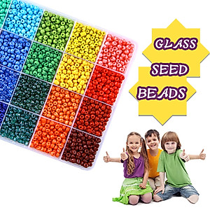 Efivs Arts Glass Seed Beads for Bracelet Making Kit, 24 Colors 6/0 4mm Small Pony Beads Multicolor Beading Beads with Container Box for Jewelry Making - Approx 6000pcs
