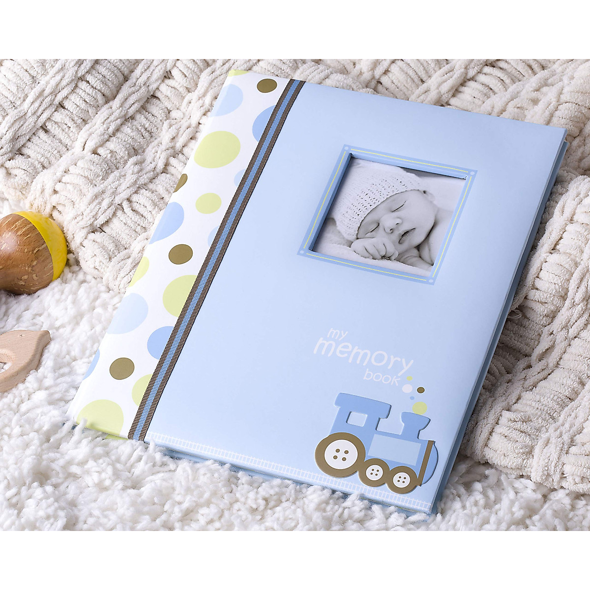 Lil Peach Train Baby Five Year Memory Book Photo Journal, Cherish Every Precious Moment Of Your Babys First Years, Blue