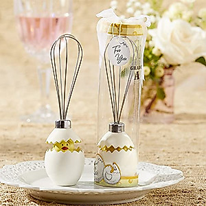 Kate Aspen Stainless-Steel Egg Whisk in Showcase Gift Box Baby Shower Favor, Silver/White