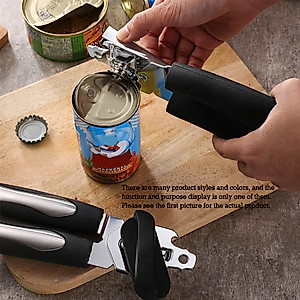 W8 Manual can opener black, non-slip handle easy to grasp, easy to turn cutting wheel, stainless steel sharp blade to save energy and time, kitchen small tools Bottle opener.