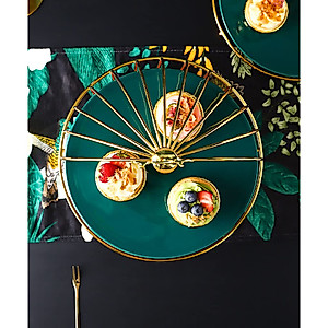 XENITE Dessert Bird Cage Cake Stand for Dessert Table Gold Metal Cosmetics Dessert Display Holder W/Ceramic Tray & Elk Top for Celebrations Home Decorations Fruit Plate