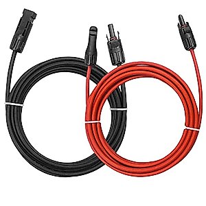 Fencia 40 Feet 10AWG Solar Extension Cable with Female and Male Connector, Solar Panel Extension Cable Wire Adapter Kit, with Extra Pair of Connectors, 1 Pair Red and Black (40Ft 10AWG)