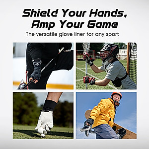 Wickers Fingerless Athletic Gloves Liners Men (Medium Black) - Sport Gloves Liner, Lacrosse Glove Liners, Ski Glove Liners, Thin Glove Liners Men, Pickleball Gloves Liner, Hockey Gloves Liners