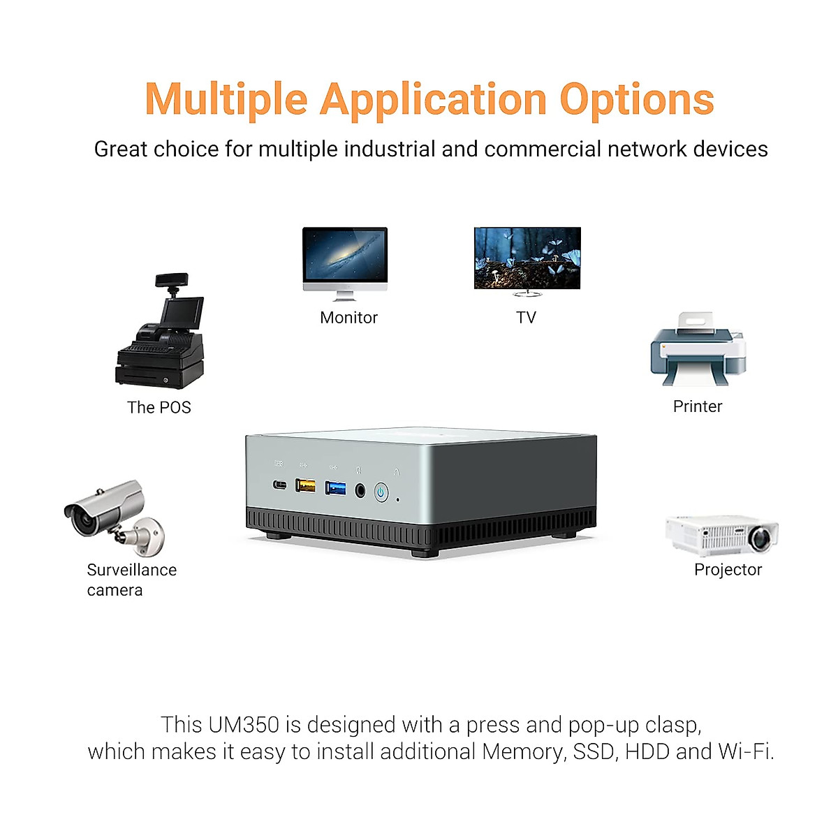 COOFUN UM350 Mini PC AMD Ryzen 5 3550H Mini Computer DDR4 16 GB RAM 512 GB PCle SSD, Radeon Vega Graphics, Dual Band WiFi HDMI/DisplayPort/USB-C, 2.5G RJ45 LAN, 4X Ports USB 3.0