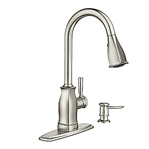 Moen Hensley Spot Resist Stainless Single-Handle Pull-Down Sprayer Kitchen Faucet Featuring Reflex, 87024MSRS