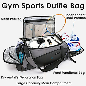 BANGE Gym Bag For Men,Dry And Wet Depart Pocket Sports Duffel Backpack With Shoes Compartment,Short-Distance Trip Duffel Gym Bag for Men Women