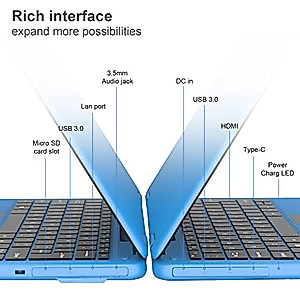 AWOW Touchscreen Laptop, 2 in 1 11.6" FHD Intel 4 Core Celeron N4120 Processor Windows 11 Home 6GB RAM 64GB M.2 SSD Storage Kids Convertible Laptop (Blue)