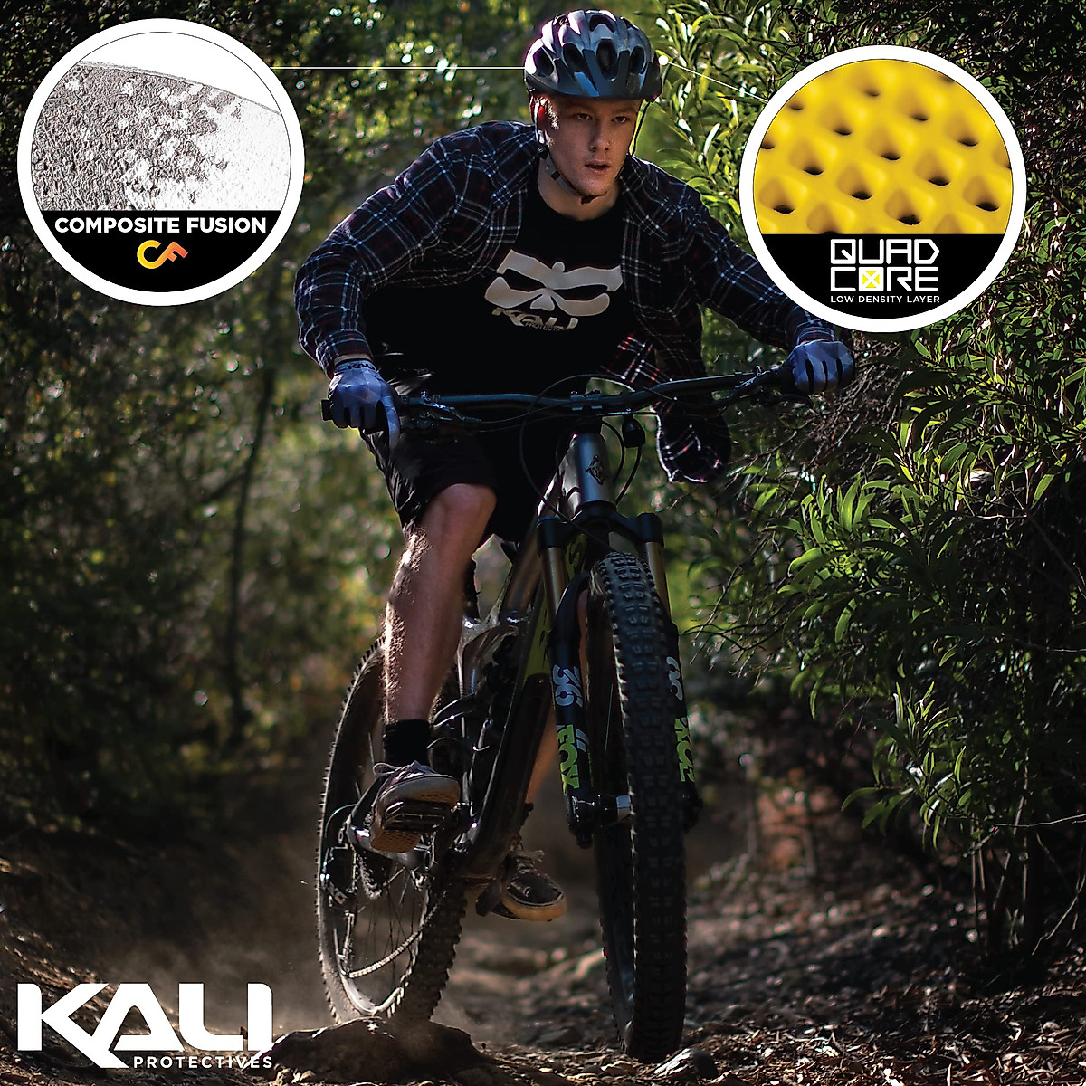Kali Protectives Pace Solid Adult Off-Road BMX Cycling Helmet - Matte Black/Grey/Large/X-Large