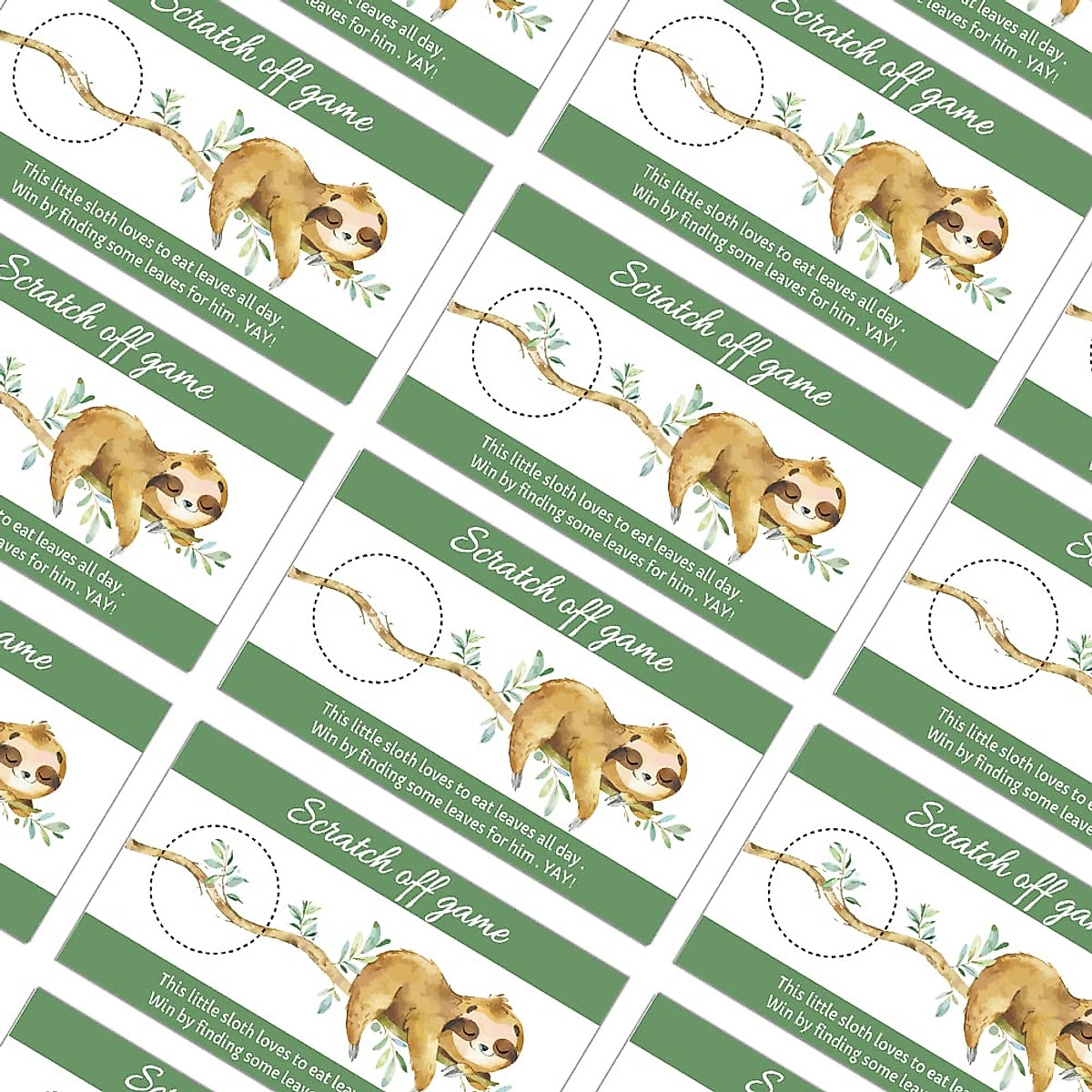 REWIDPARTY Sloth Baby Shower Scratch Off Game Cards（32 PCS） Sloth Baby Games Raffle Cards Wedding Bridal Shower Gift Certificate Scratch Off Cards Family Holiday Games Supplies for Kids Adults