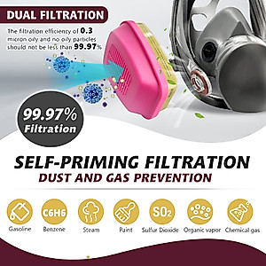 LJSXFI Full Face Respirator Mask with 60926 Cartridge, 6800 Gas Mask Paint Spray Mask, Ideal for Painting Spray, Epoxy Resin, Car Spraying, Dust, Polishing, Welding, Sanding