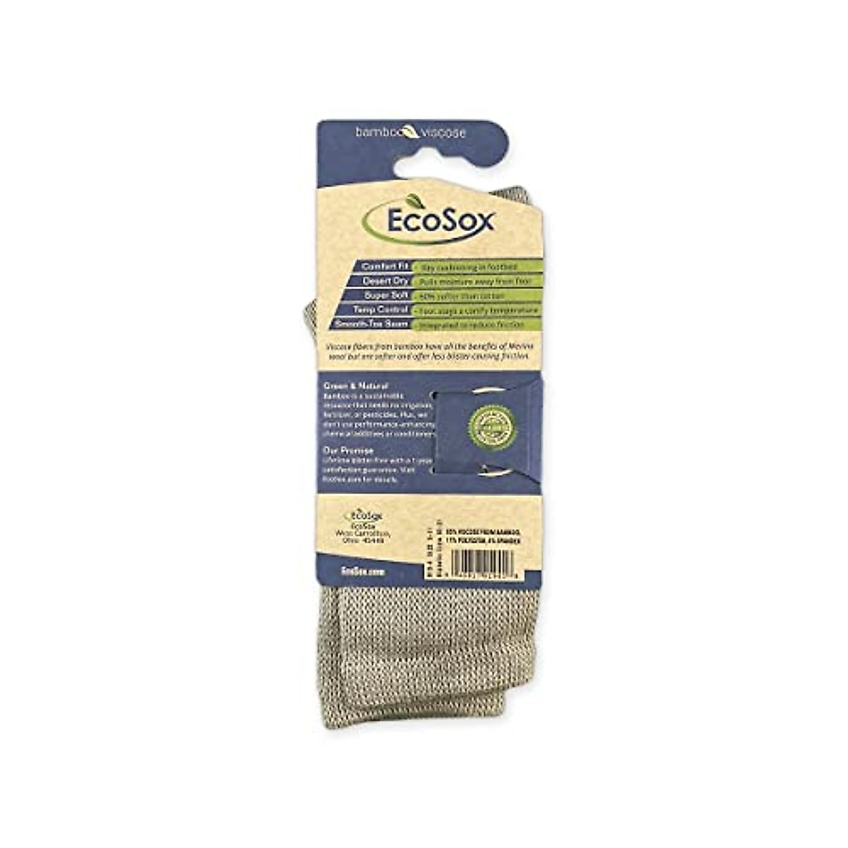 EcoSox Bamboo Viscose Diabetic Non-Binding Crew Socks for Men & Women | Integrated Smooth Toe. Pillow Cushioning. Improve Foot Circulation (Large - Tan) 910-4