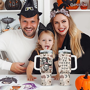 GEPOSTORE Halloweens Gifts for Horror Movie Lover, I'll be There For You 40 oz Tumbler with Handle, Scary Movie Characters Mug, Halloween Mug, Movie Gifts for Halloween Lovers