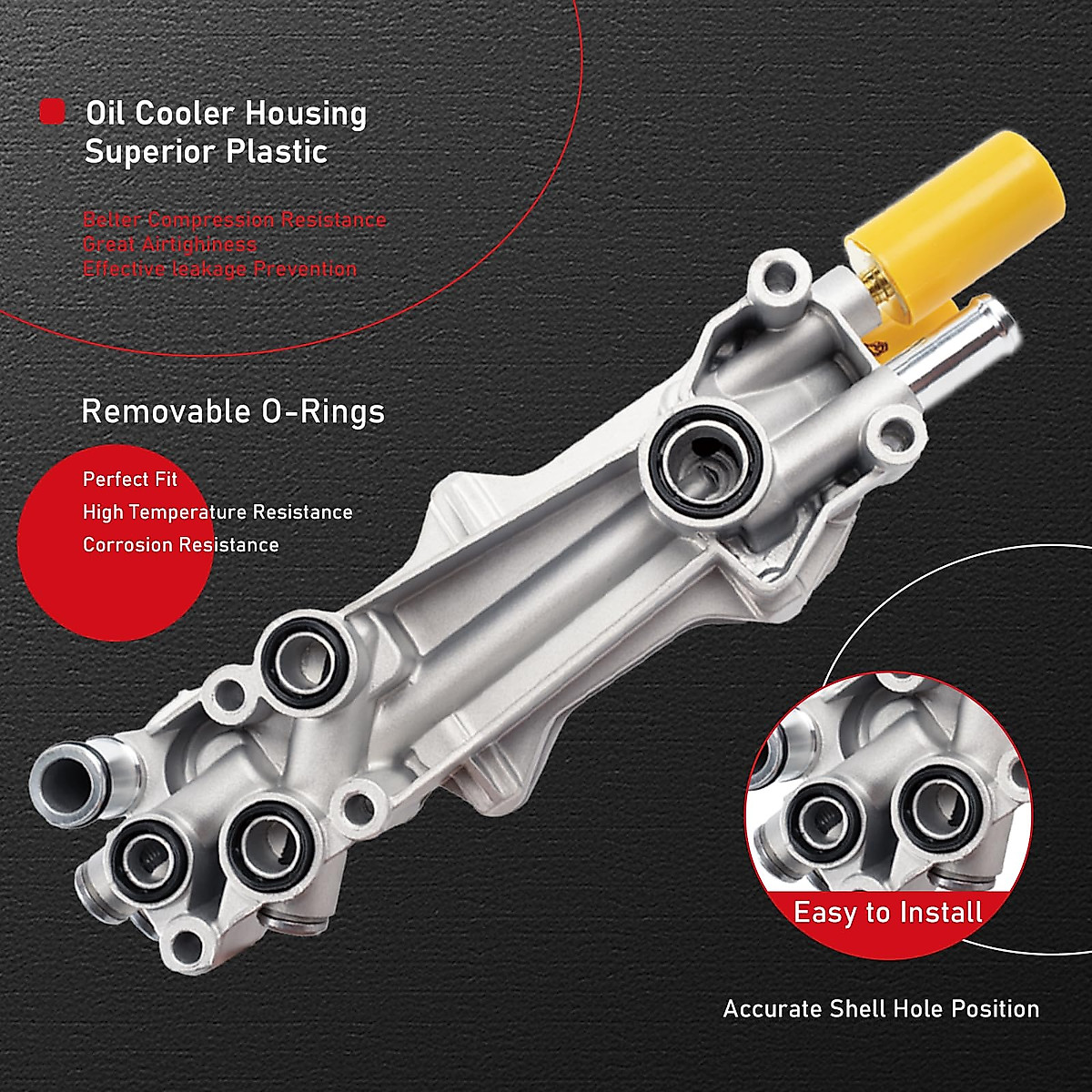 HRepair 926-959 926-876 Engine Oil Cooler 3.6 Oil Filter Housing Assembly, Oil Cooler Housing For Jeep Wrangler Cherokee Dodge Charger Journey Challenger Chrysler 200 300 Town & Country