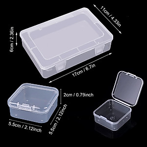 kuosbiu 12 Pieces Plastic Storage Cases Mini Clear Bead Storage Containers Transparent Boxes with Hinged Lid and Rectangle Clear Craft Supply Case