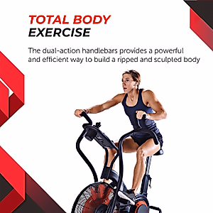 Stamina X Air Bike - Exercise Bike with Smart Workout App - Air Exercise Bike for Home Workout - Up to 350 lbs Weight Capacity Black/Red