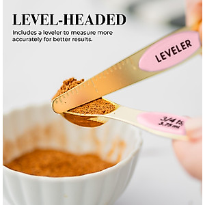 Pink Magnetic Measuring Spoons Set - 8-Piece Dual-Sided Stainless Steel Spoons, Stackable and Spice Jar Friendly – Stylish Pink Kitchen Accessories for Cooking and Baking