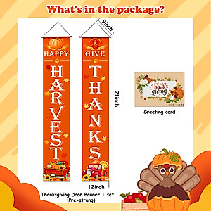 Unibday Thanksgiving Door Banner, Thanksgiving Porch Banners, Autumn Harvest Door Banner for Thanks Harvest, Welcome Fall Home Decor Thanksgiving Hanging Banners - Fall Decorations For Home