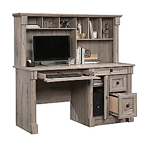 Sauder Palladia Desk with Hutch, L: 59.488" x W: 23.543" x H: 56.496", Split Oak Finish