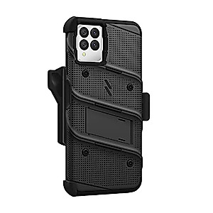 ZIZO Bolt Bundle for T-Mobile REVVL 6 Pro 5G Case with Screen Protector Kickstand Holster Lanyard - Black