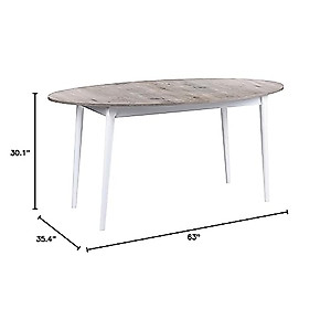 FurniutreR 63 Inches Farmhouse Oval Mid Century Modern Solid Legs for Restaurant Living Room, 35.4" D x 63" W x 30.1" H Dining Table, Large, White