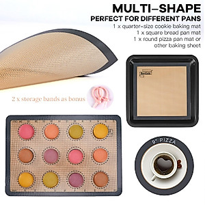 Silicone Baking Mat Set of 6, Non-Stick Food Grade Reusable Baking Sheet Liners Mats for Multi-Size Bakeware,Multi-Purpose Mats for Rolling Dough Making Pastry Cookies Macaroon Pizza by BonGoût.