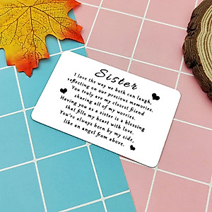 Sister Engraving Wallet Card Sister Gifts from Sister Brother Soul Sisters Bestie Gift for Women Birthday Gifts for Little Sisters Friendship Gifts for Friend BFF Gifts Christmas Thanksgiving Present