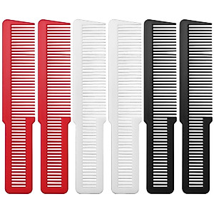 6 Pieces Hair Cutting Comb for Women, Professional Barber Combs Set All Purpose Clipper Comb Hairstylist Hair Comb for Men Stylists Home Salon (Black, White and Red)