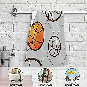 DOMIKING Decorative Hand Towels for Bathroom - Basketball Sport Cotton Guest Towel Set of 2 Absorbent Face Cloth for Gym Sports Bathroom Home