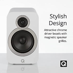 Q Acoustics 3030i Bookshelf Speakers Pair Arctic White - 2-Way Reflex Enclosure Type, 6.5" Bass Driver, 0.9" Tweeter - Stereo Speakers/Passive Speakers for Home Theater Sound System