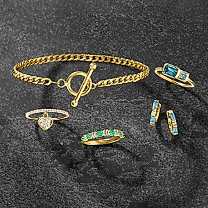 RS Pure by Ross-Simons 0.20 ct. t.w. Emerald and .10 ct. t.w. Diamond Ring in 14kt Yellow Gold. Size 7