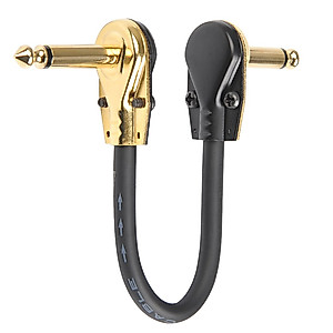 TIMESETL 3 Pack 6 Inch Guitar Patch Cable Ultra Quiet Instrument Effect Pedal Patch Cords 1/4-inch Right Angle Low Profile Pancake Design