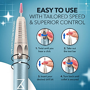 M Max - Professional Nail Drill Machine - 2-in-1 Brushless Motor Nail File - Electric, Cordless, Aluminium Alloy Casing, 35000 RPM, HD Display - Perfect for Salon & Home Use (Mermaid)