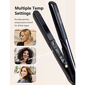 ANGENIL Ceramic Flat Iron Hair Straightener and Curler 2 in 1, Dual Voltage Hair Straightening Curling Iron, Professional Flat Iron 1 Inch Tourmaline Ceramic Hair Straighteners for Women Gift